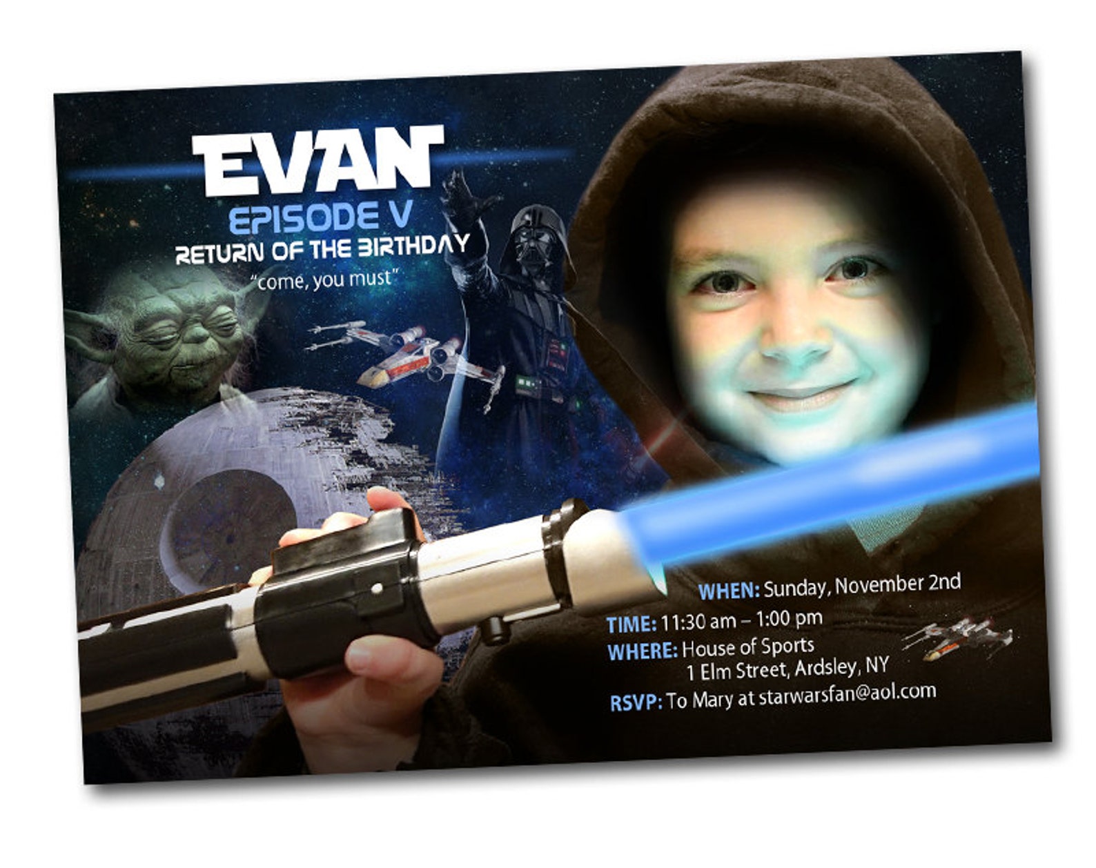 Star Wars Invitation, Star Wars Birthday Invitation, Star Wars Party ...