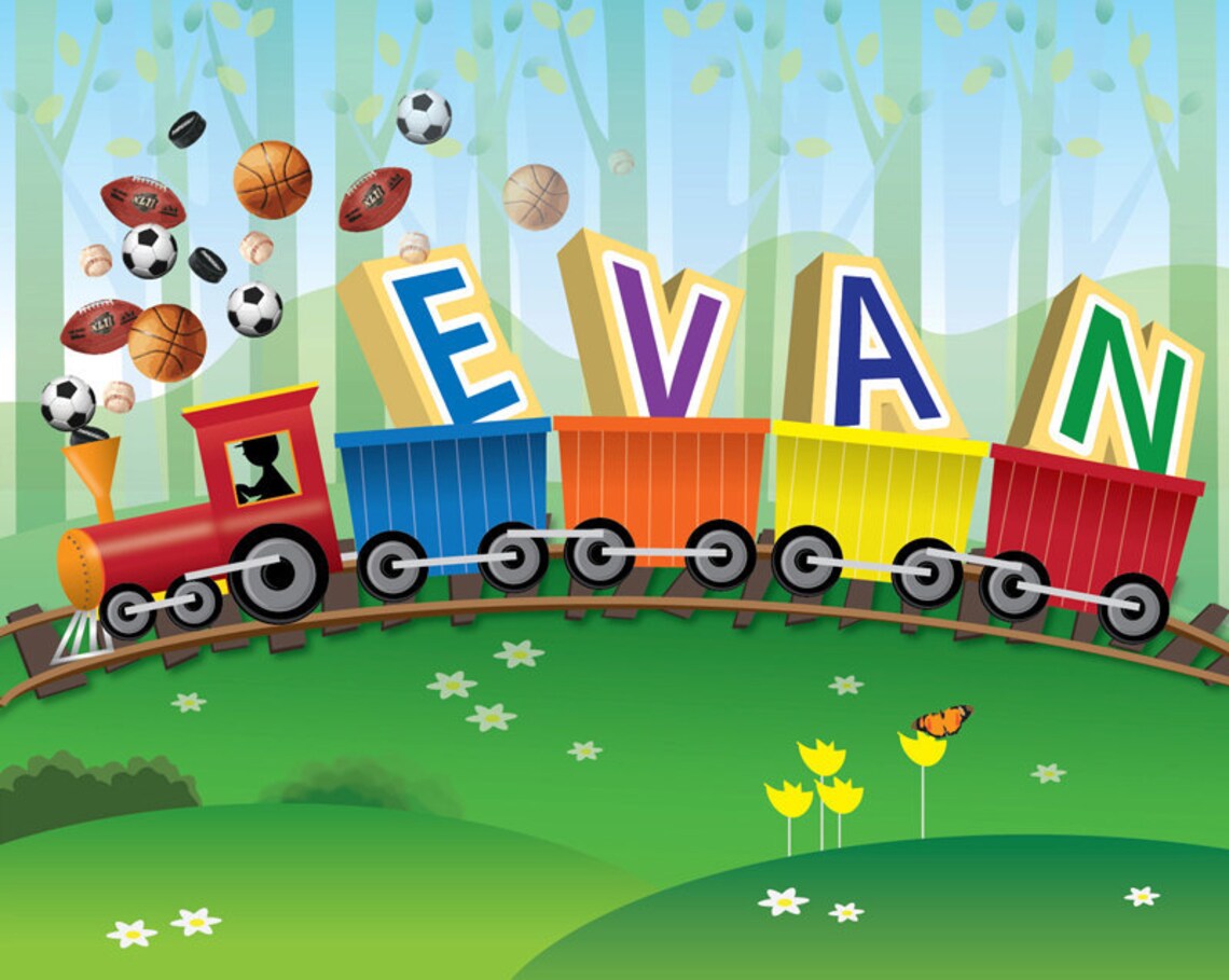 Personalized Train With Your Child's Name Wall Art Decor - Etsy