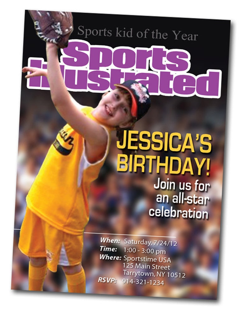 Sports Magazine Cover Personalized Birthday Invitation Sports ...