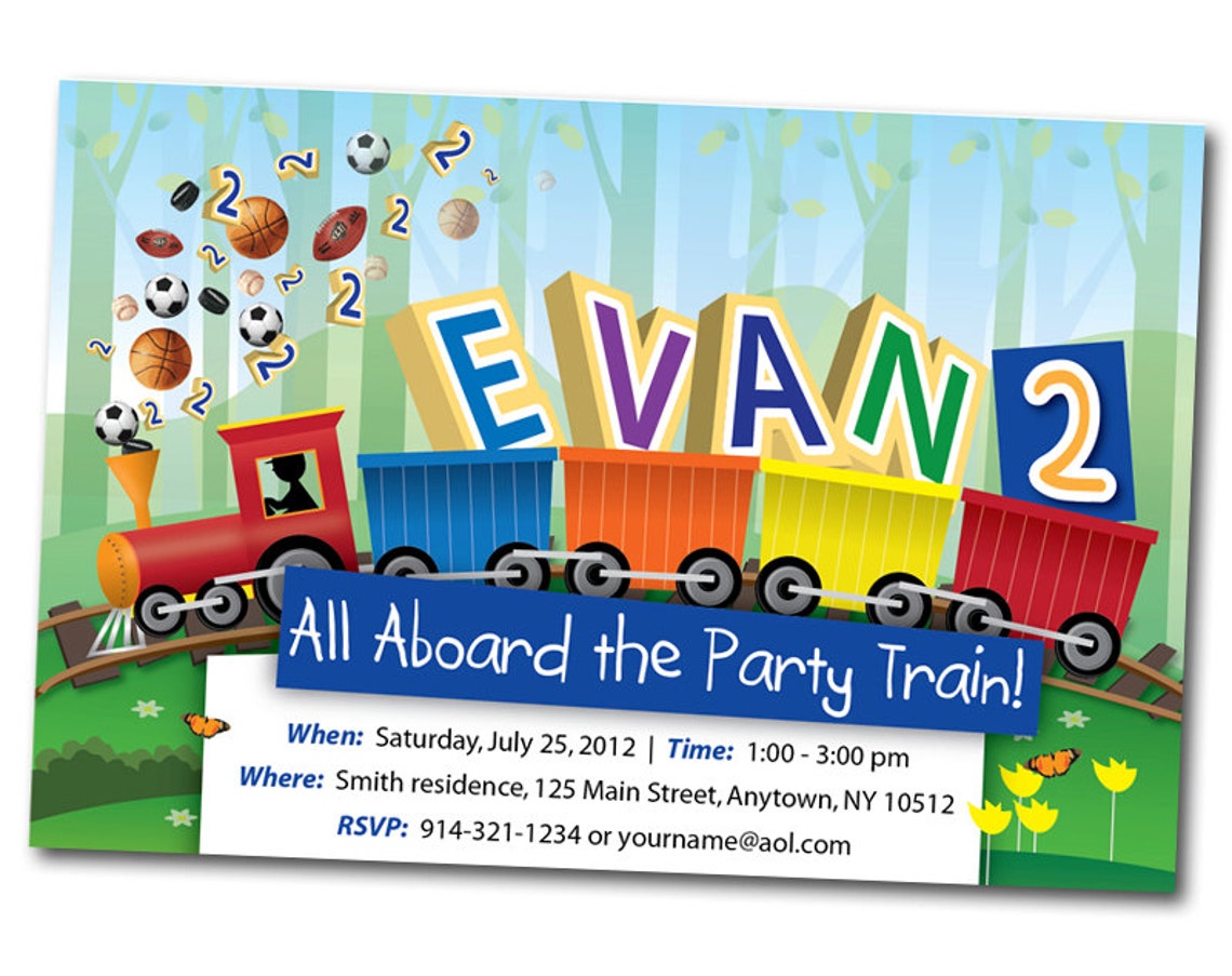 Train Birthday Invitation - Custom Personalized Train Invitation ...
