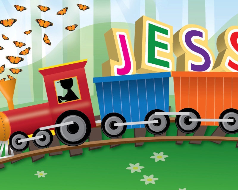 Personalized Train With Your Child's Name Wall Art Decor - Custom ...