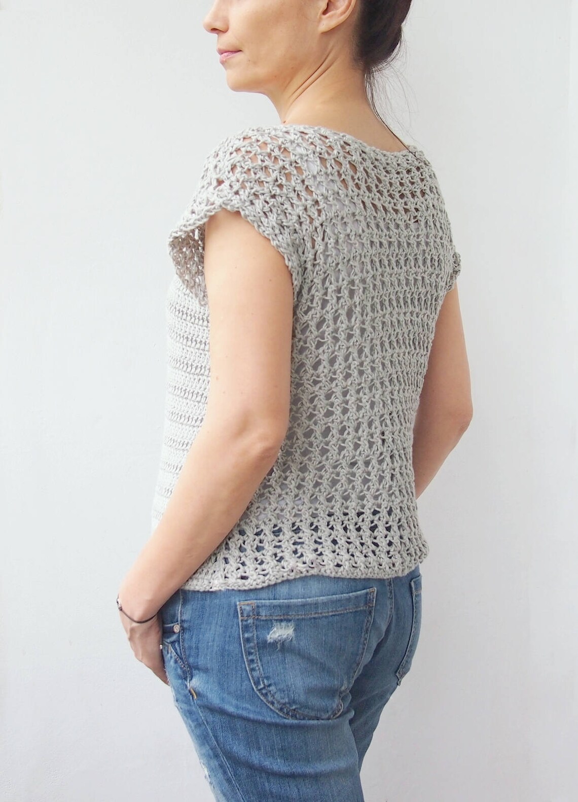 Crochet Pattern Silver Drop Sweater, Woman Mesh Top, Women Pullover ...