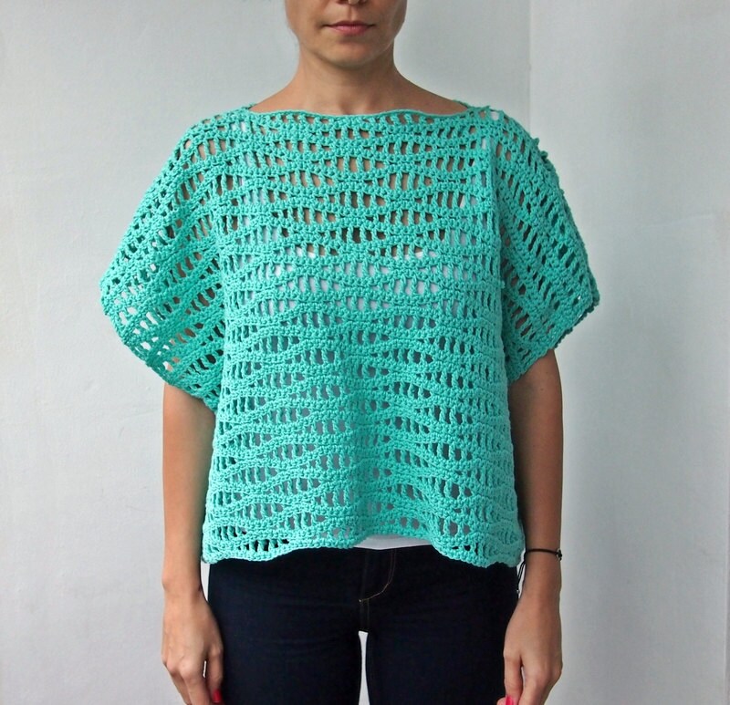 Crochet Pattern waves women tee top woman sweater shrug beach | Etsy