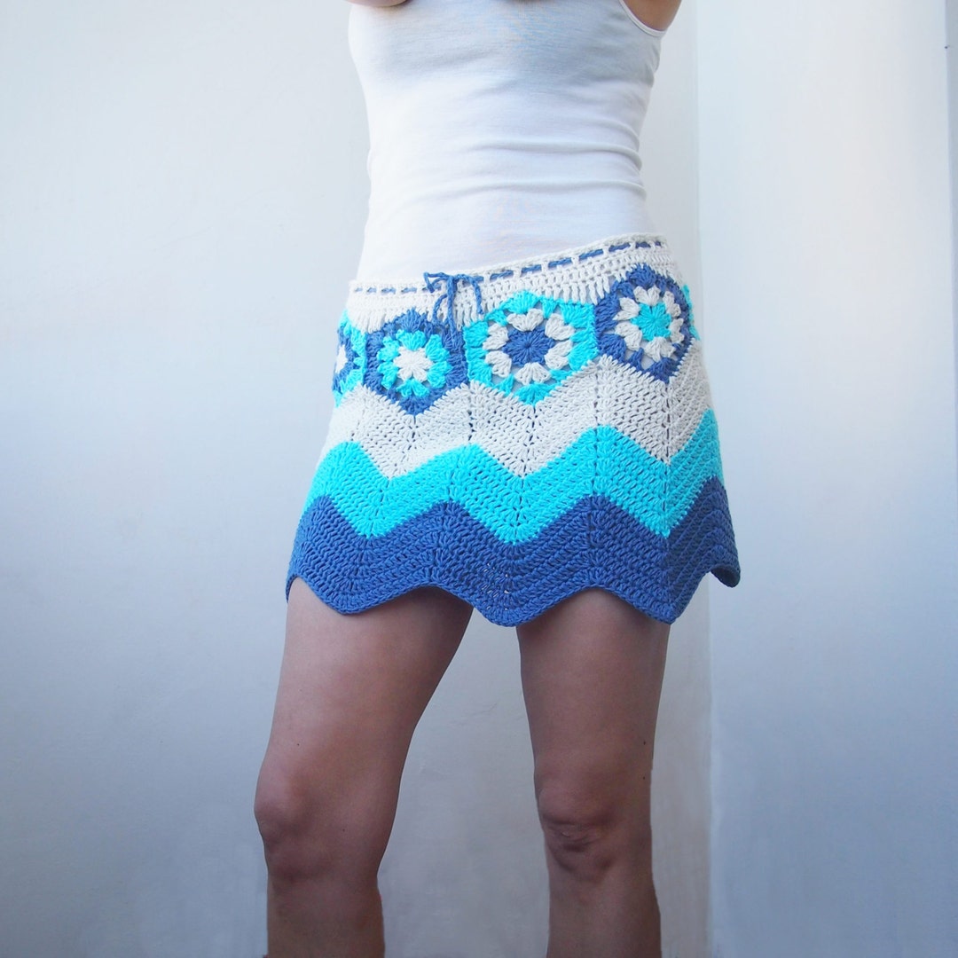 Skirt Crochet Pattern Granny Hexagon Waves Skirt Beach Cover Up