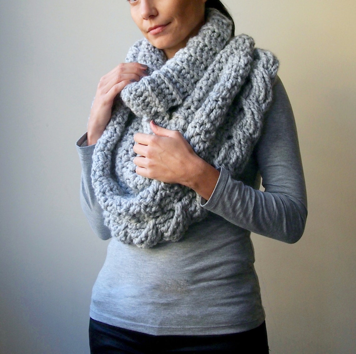 Crochet PATTERN Cable Capelet Poncho, Knit Look Chunky Cowl, Neckwarmer ...