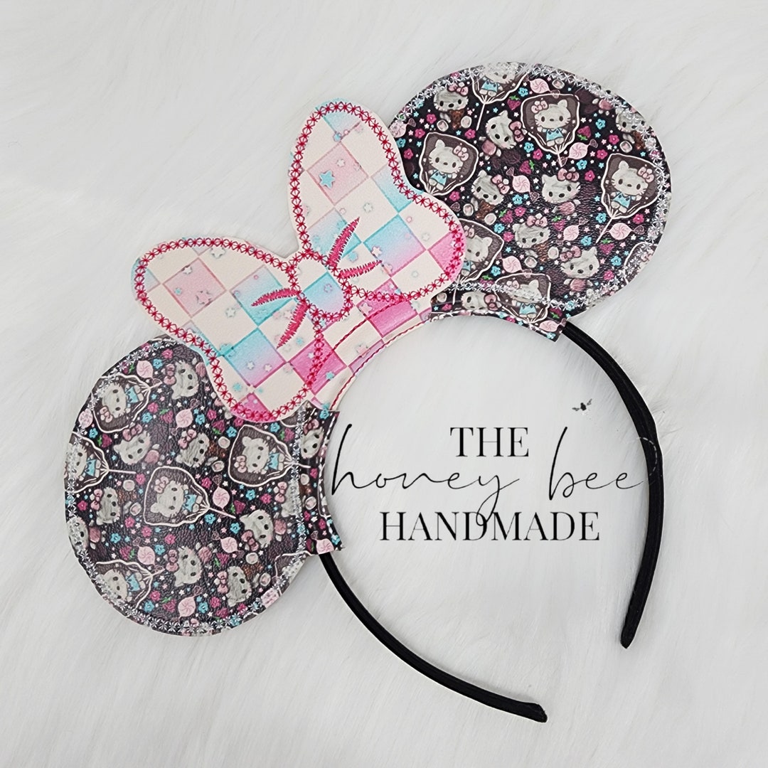 Black Kitty Mouse Ear Headband Slider, Headband, Accessories, Costume ...