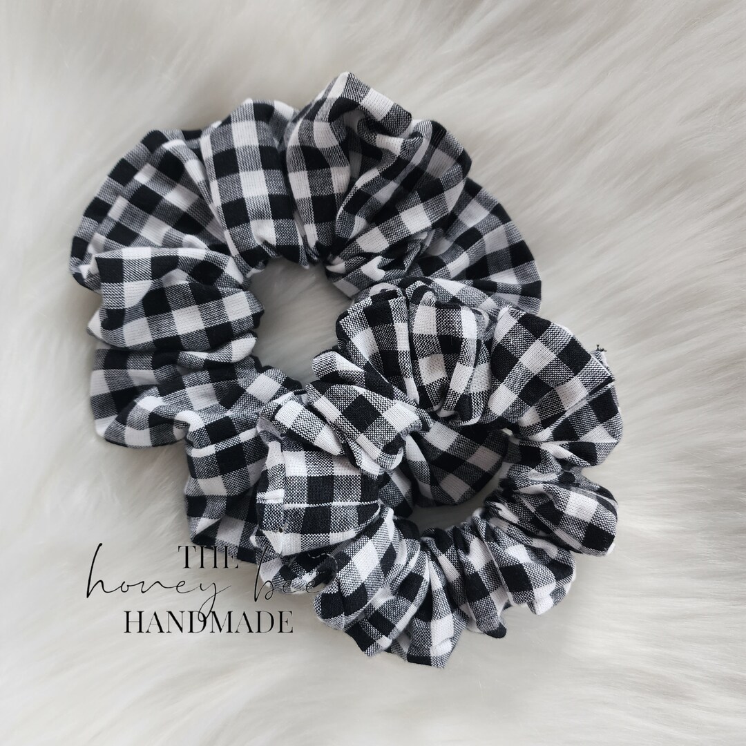 Monochrome Plaid Scrunchie - Add a Touch of Elegance to Your Hair! - Etsy