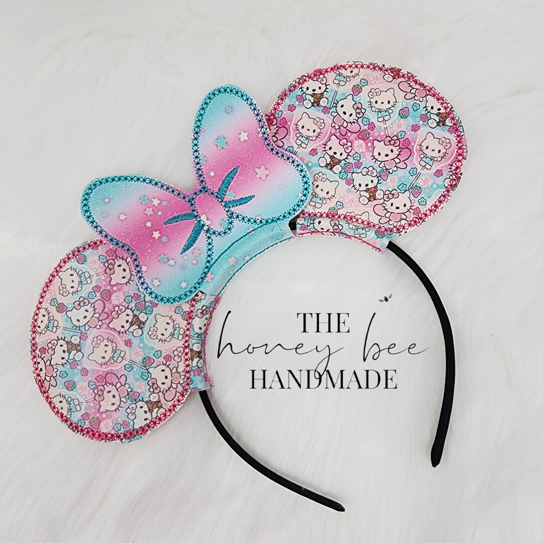Pink Kitty Mouse Ear Headband Slider, Headband, Accessories, Costume ...