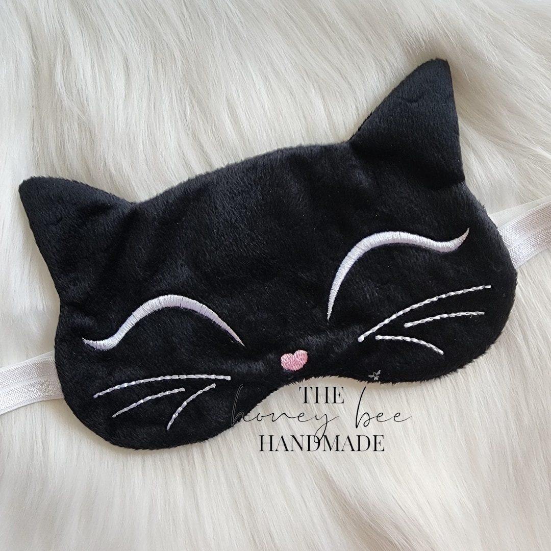 Black Kitty Cat Sleep Mask, Nap Mask, Sleep, Mask, Super Soft, Night ...