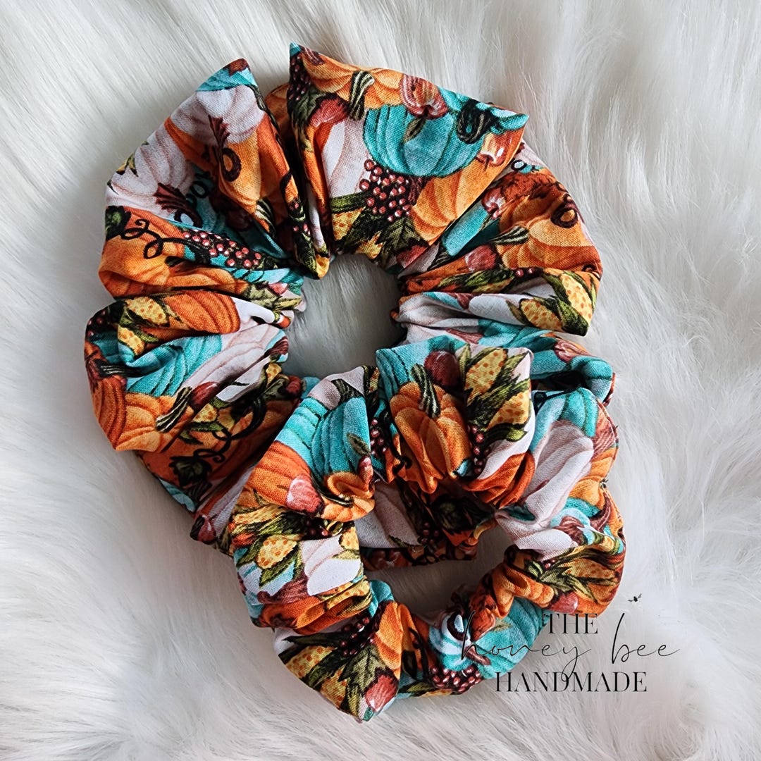 Bright Fall Pumpkins Scrunchie, Scrunchie, Accessories, Hair Tie, Hair ...