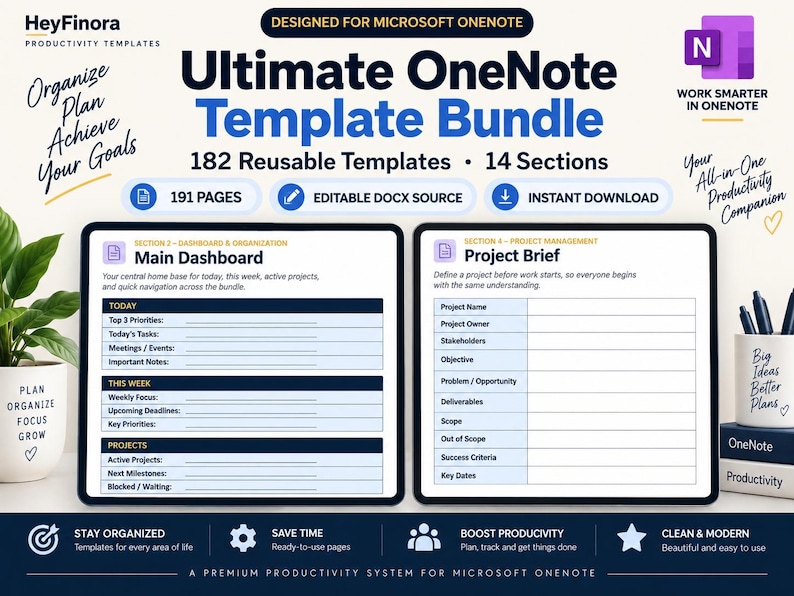 Onenote Template Bundle 2026 2027 | Onenote Planner | Digital ...