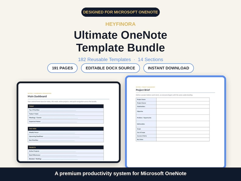Onenote Template Bundle 2026 2027 | Onenote Planner | Digital ...
