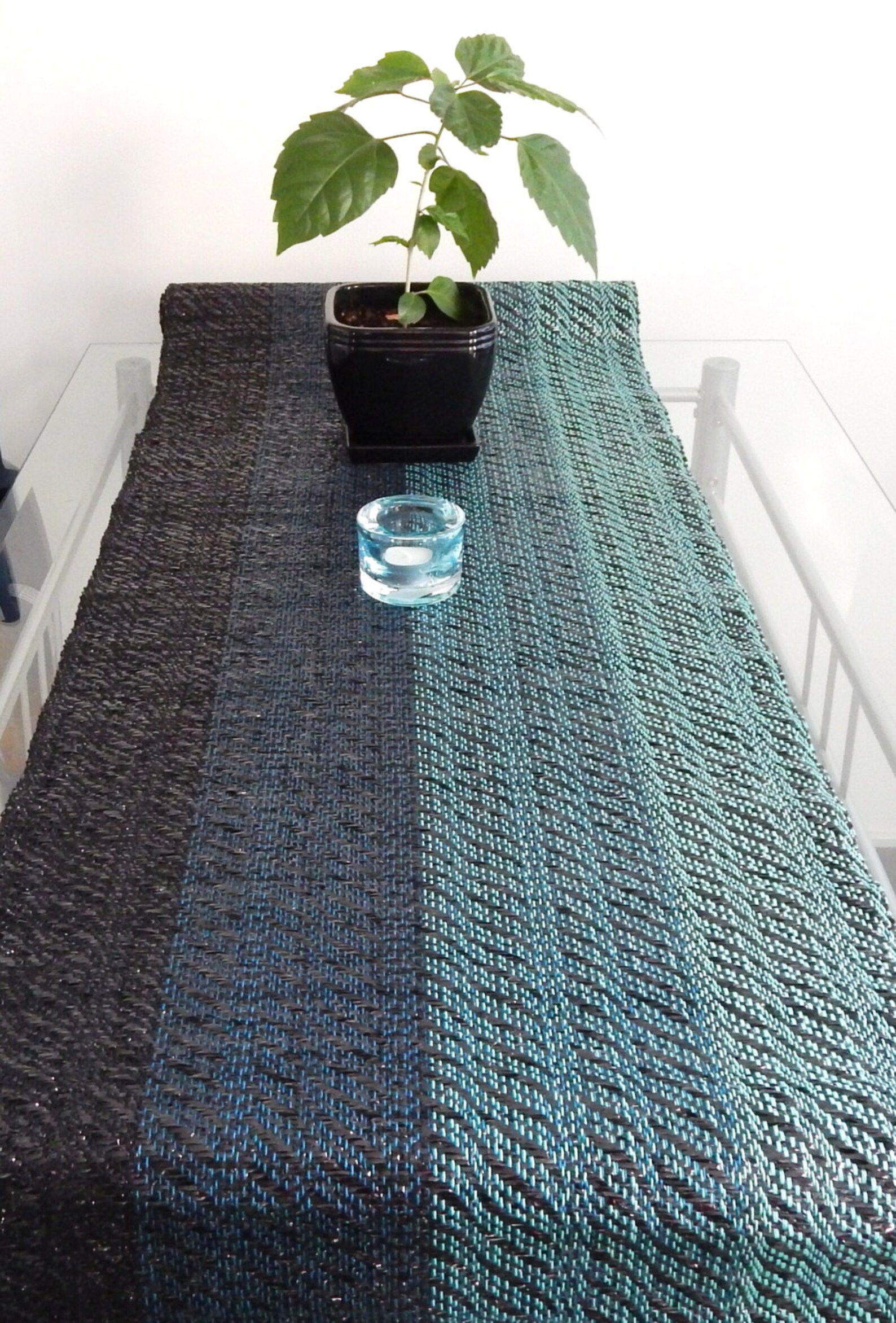 Handwoven waves Table Runner Recycled Materials - Etsy
