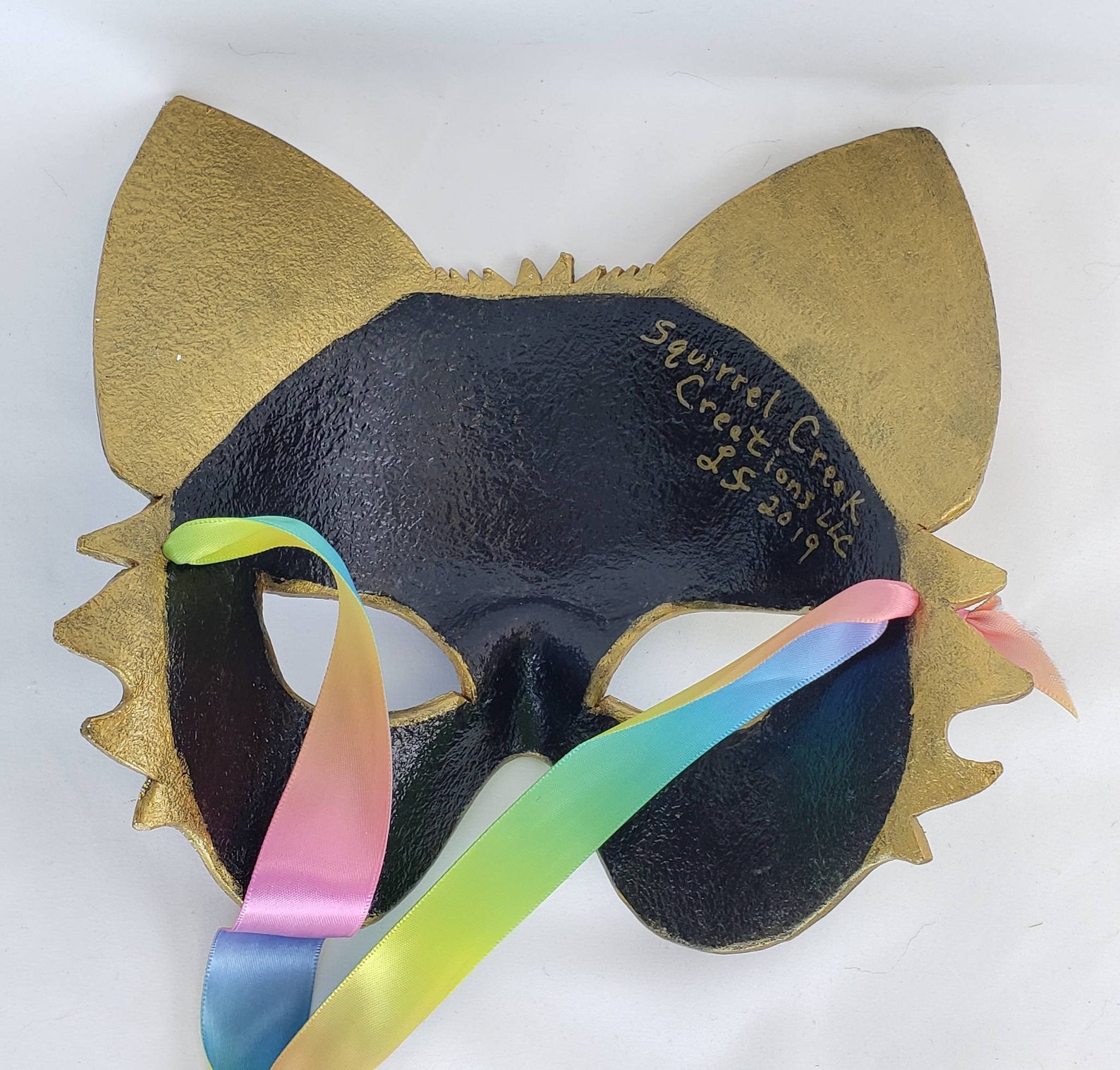 Rainbow Cat Mask Half face feline Larp Costume Garb | Etsy