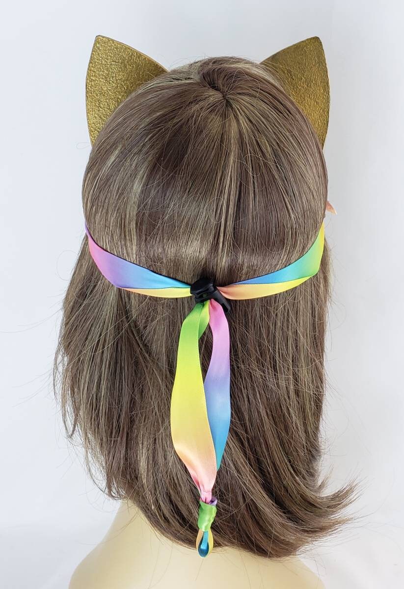 Rainbow Cat Mask Half face feline Larp Costume Garb | Etsy