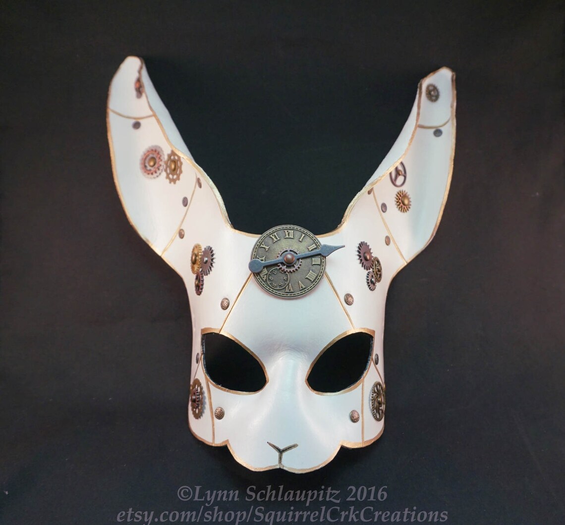 Rabbit Mask Steampunk Rabbit Leather mask White Rabbit | Etsy