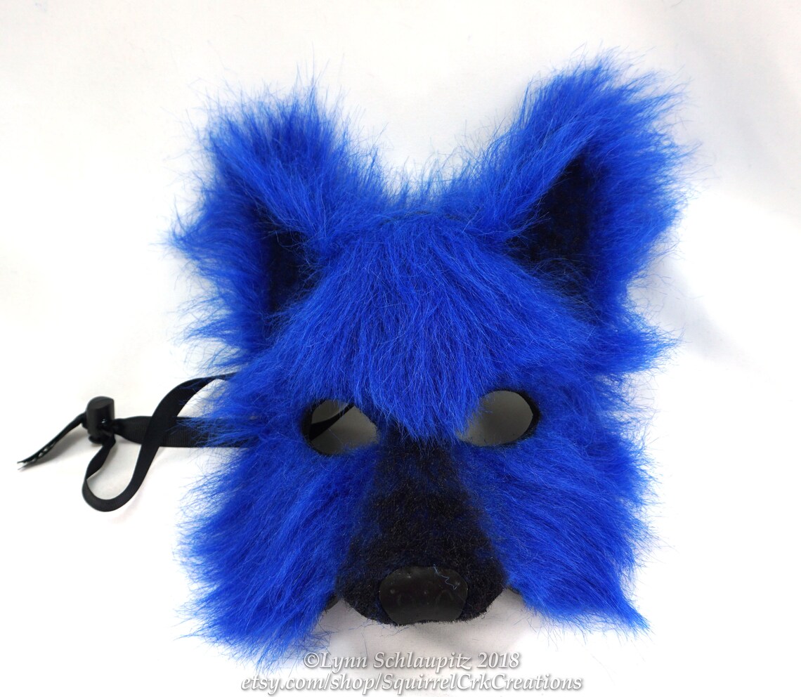 Fur Wolf Mask Faux Fur Leather Mask Blue Wolf Fox Mask - Etsy