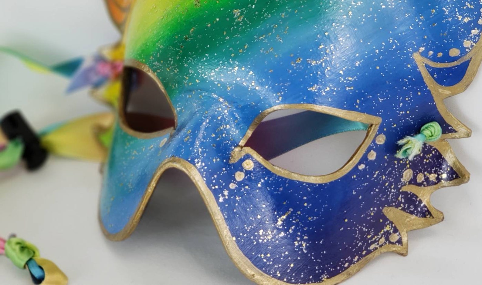 Rainbow Cat Mask Half face feline Larp Costume Garb | Etsy