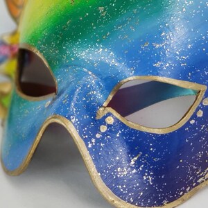 Rainbow Cat Mask Half face feline Larp Costume Garb | Etsy