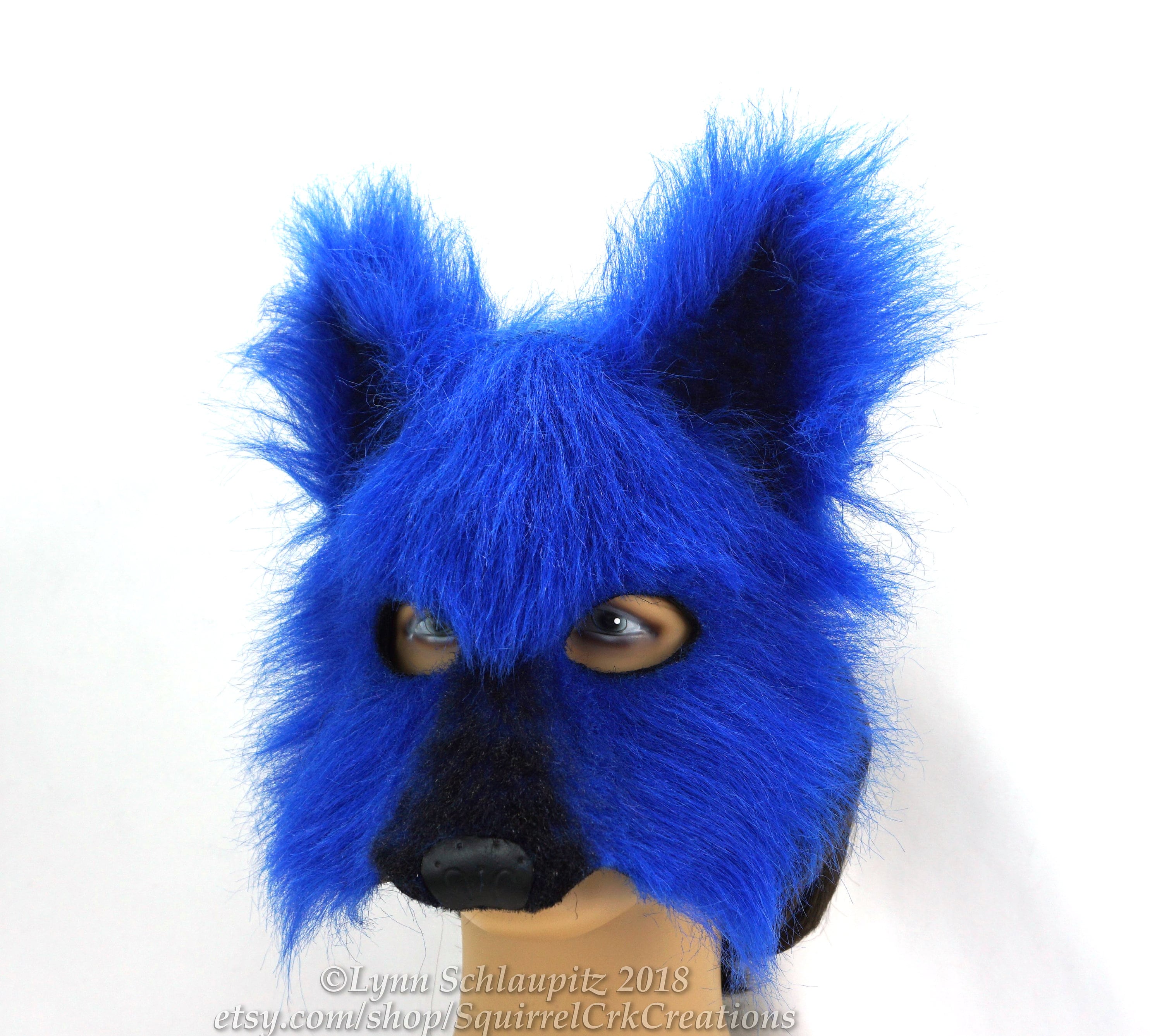 Fur Wolf Mask Faux Fur Leather mask Blue Wolf Fox Mask | Etsy