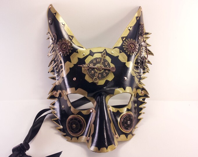 Steampunk Gold Gear Fox Handmade Leather Mask - Etsy