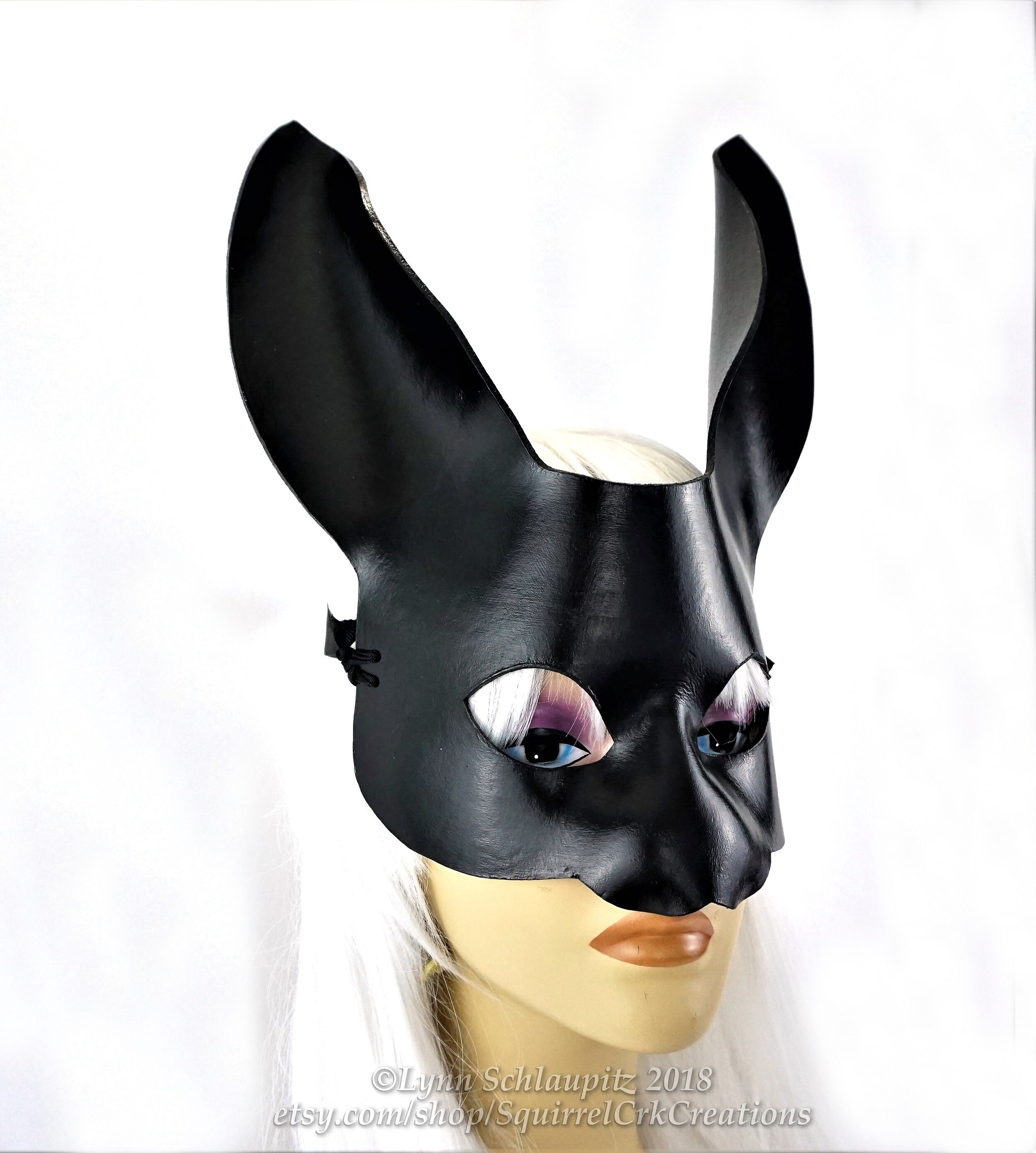 Rabbit Mask Animal mask larp Leather mask Black Bunny | Etsy