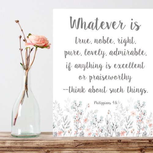 Philippians 4 8 Sign Whatever is True Wall Art Printable | Etsy