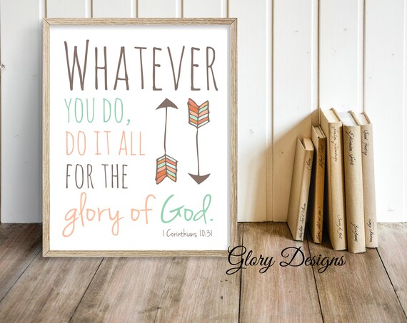 Printable Whatever You Do Do It All for the Glory of God - Etsy