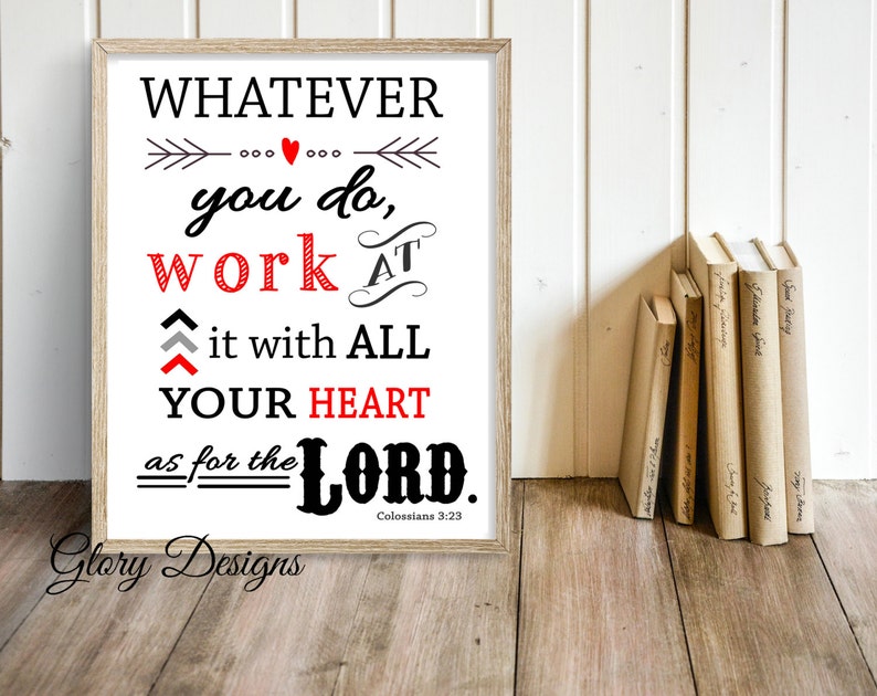 Printable Whatever You Do Work at It With All Your Heart - Etsy