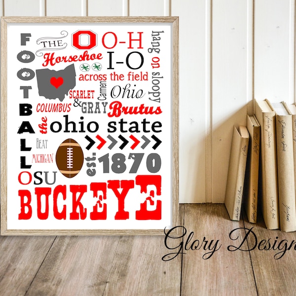 Ohio State Buckeyes Wall Art - Etsy