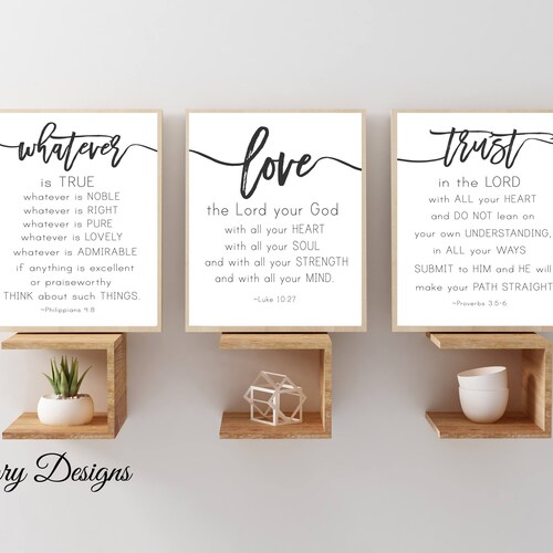 Printable Set of 3 Farmhouse Printables Bible Verse - Etsy