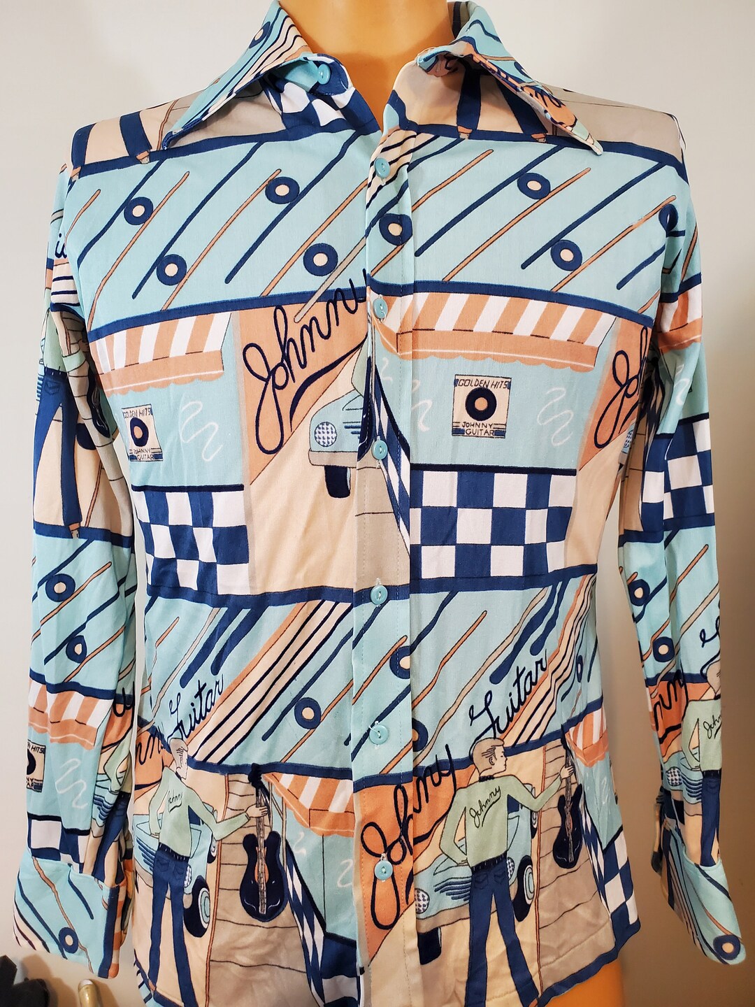 Vtg Rock & Roll Rockabilly Huk A Poo Johnny Guitar Long Sleeve Novelty ...