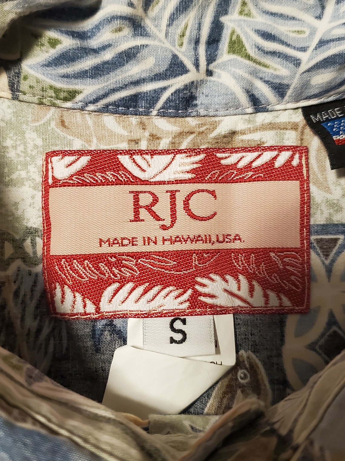 Mens Vintage RJC Hawaiian Aloha Shirt Blue Island Floral Tropical Size ...