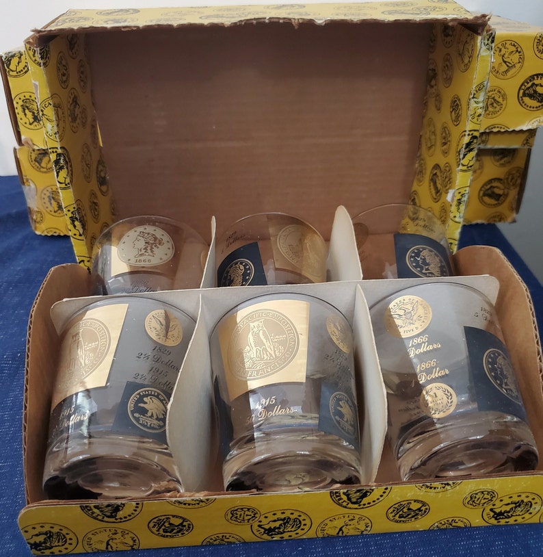 GHI Gold Coin Mid-century Modern Glassware New Old Stock Original Boxes ...