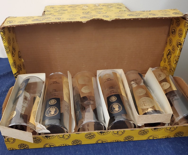 GHI Gold Coin Mid-century Modern Glassware New Old Stock Original Boxes ...