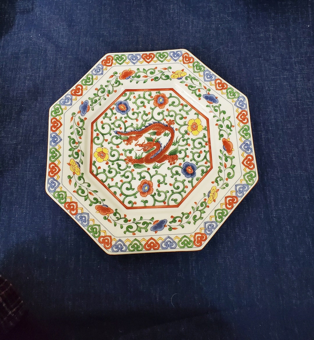Otagiri Japanese Chinoiserie Red Dragon Octagon 10.25" Plate 1960s ...
