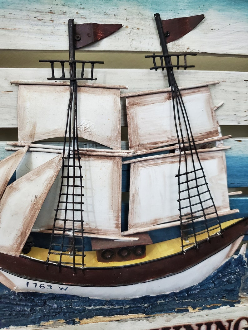 Vintage Nautical Decor Ship Key Holder From Sea to Shining Sea 13" X 14 ...