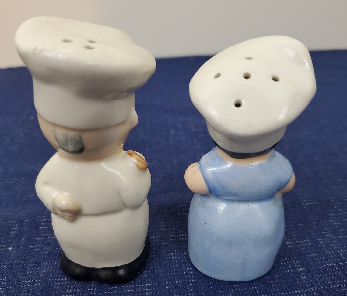 Vintage 1950s Chef Couple Hand Painted Salt and Pepper Shakers Crafted ...