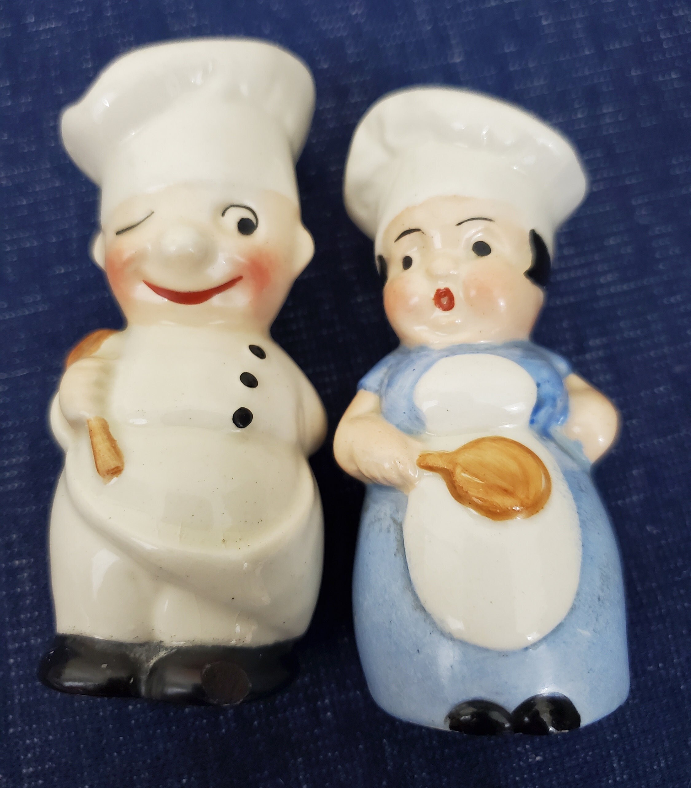 Vintage 1950s Chef Couple Hand Painted Salt and Pepper Shakers Crafted ...