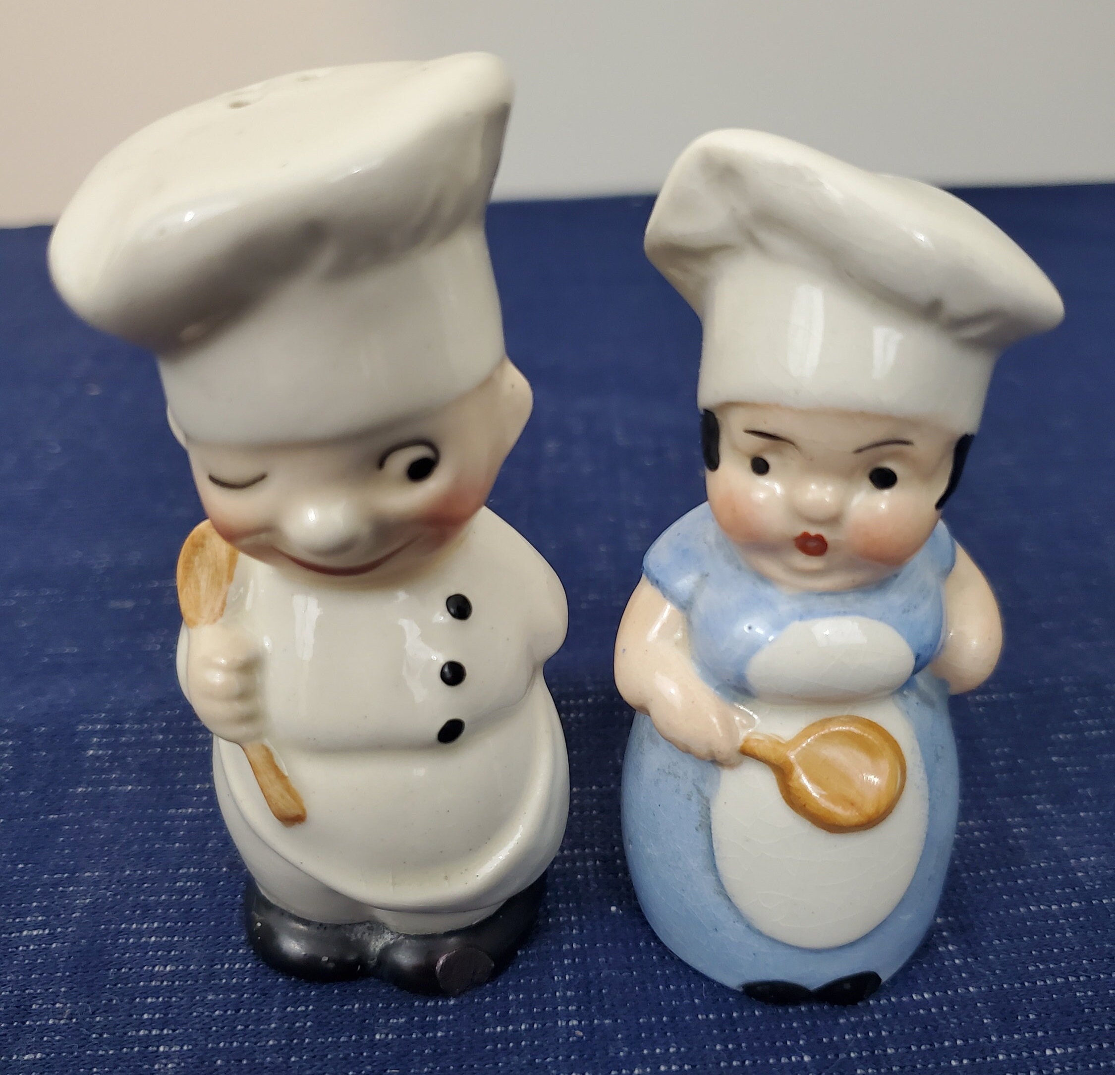 Vintage 1950s Chef Couple Hand Painted Salt and Pepper Shakers Crafted ...