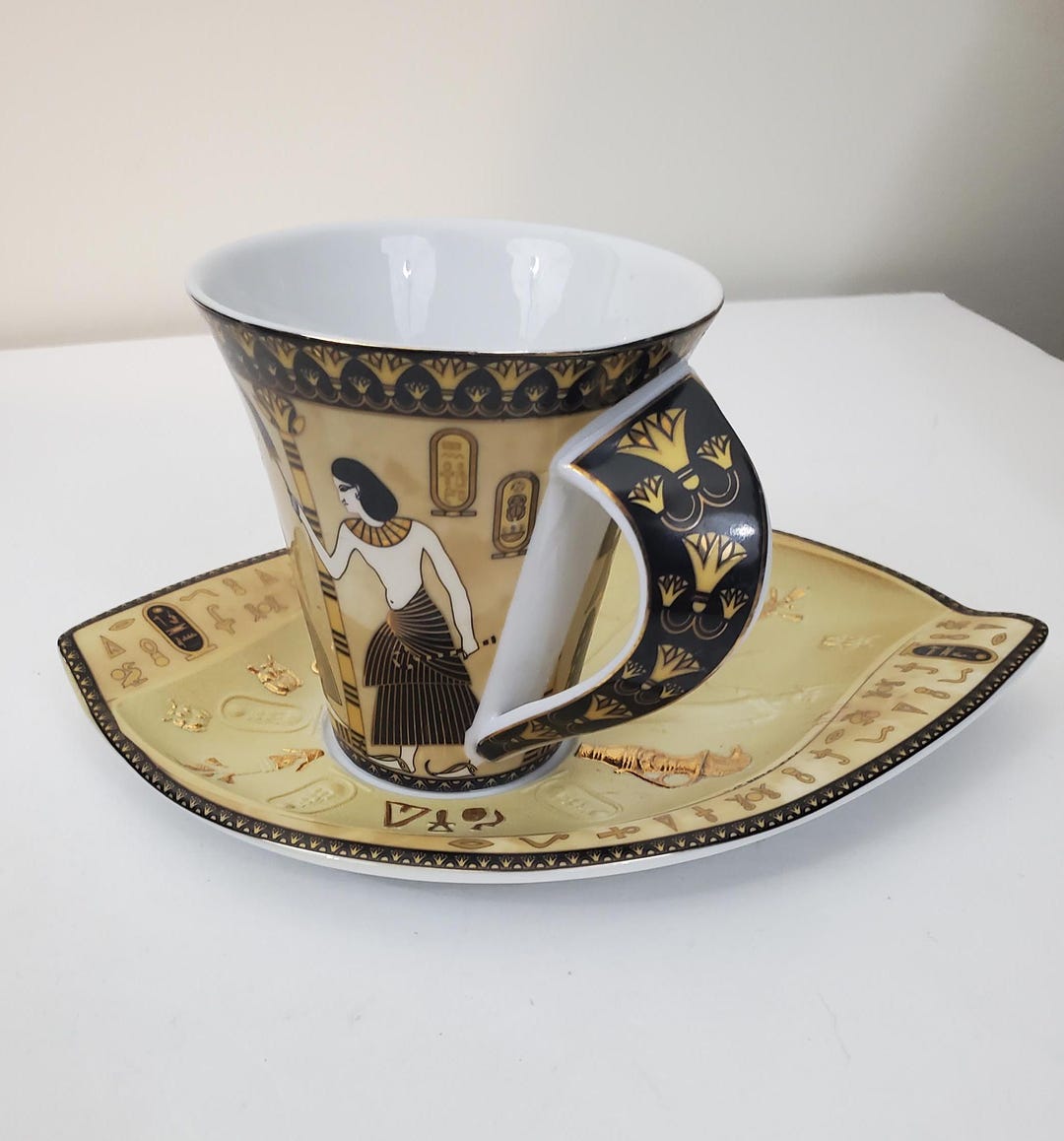 Fathi Mahmoud Limoges Egyptian Scenes Tea Cup and Saucer Made in Egypt ...