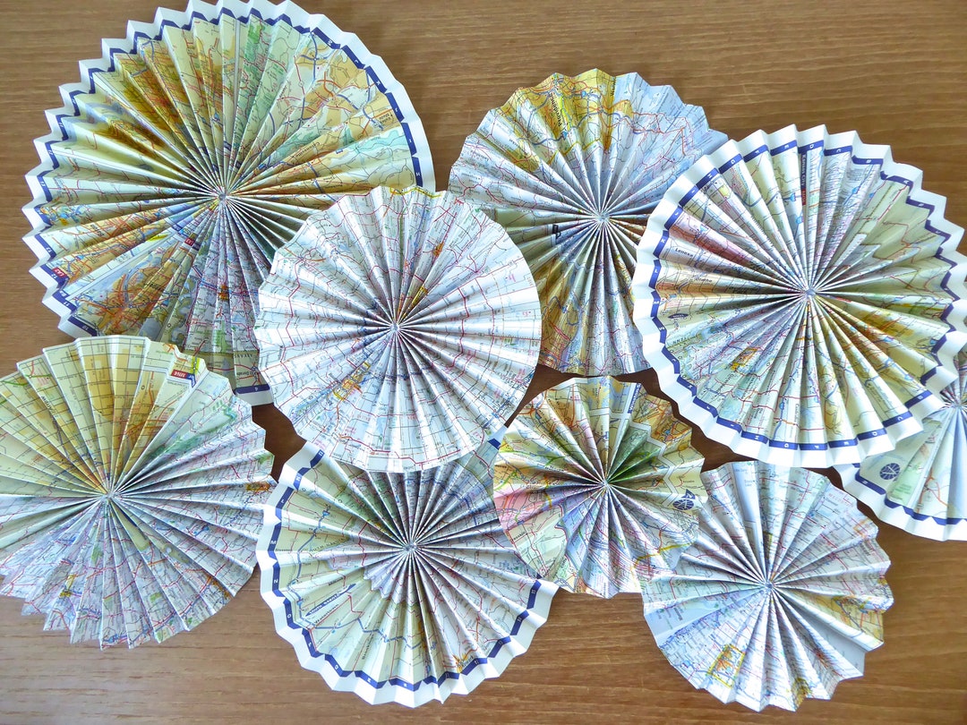 Nine Round Paper Map Page Folded Ornaments, Use for Classroom ...