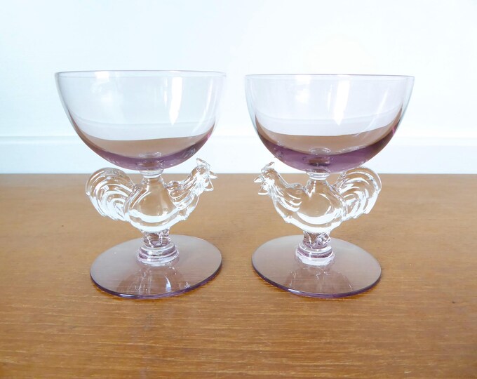 Morgantown Glass Chanticleer Rooster Cocktail Glass, Amethyst Glass ...