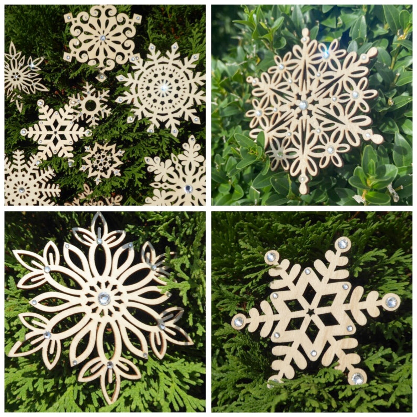 Crystallized Wood Snowflakes, Set of 12 - Laser Cut Holiday Decor - Etsy