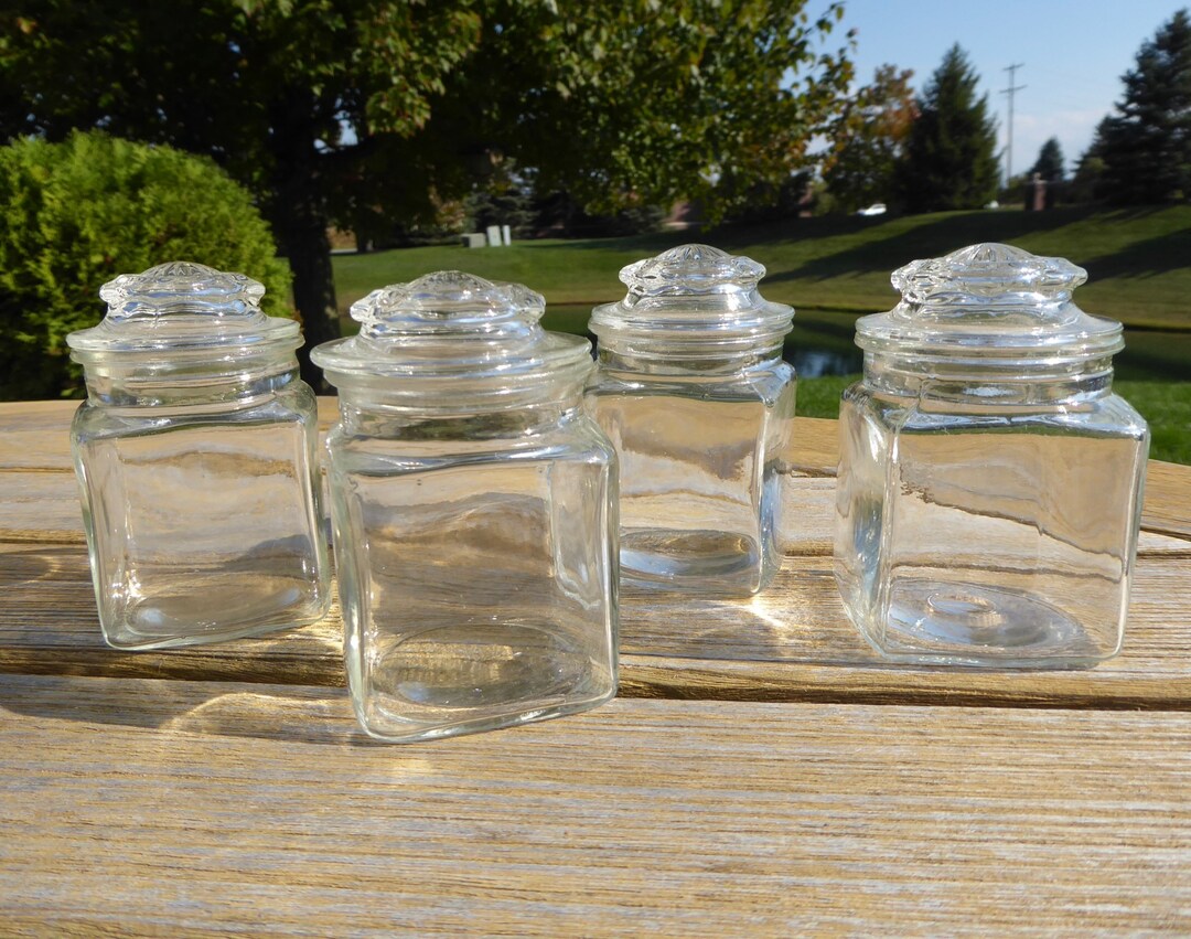 Two Small Square Glass Jars for Spices Apothecary or Storage - Etsy