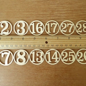One Box of 31 Round Laser Cut Wood Number Pieces 1 Through 31 - Etsy