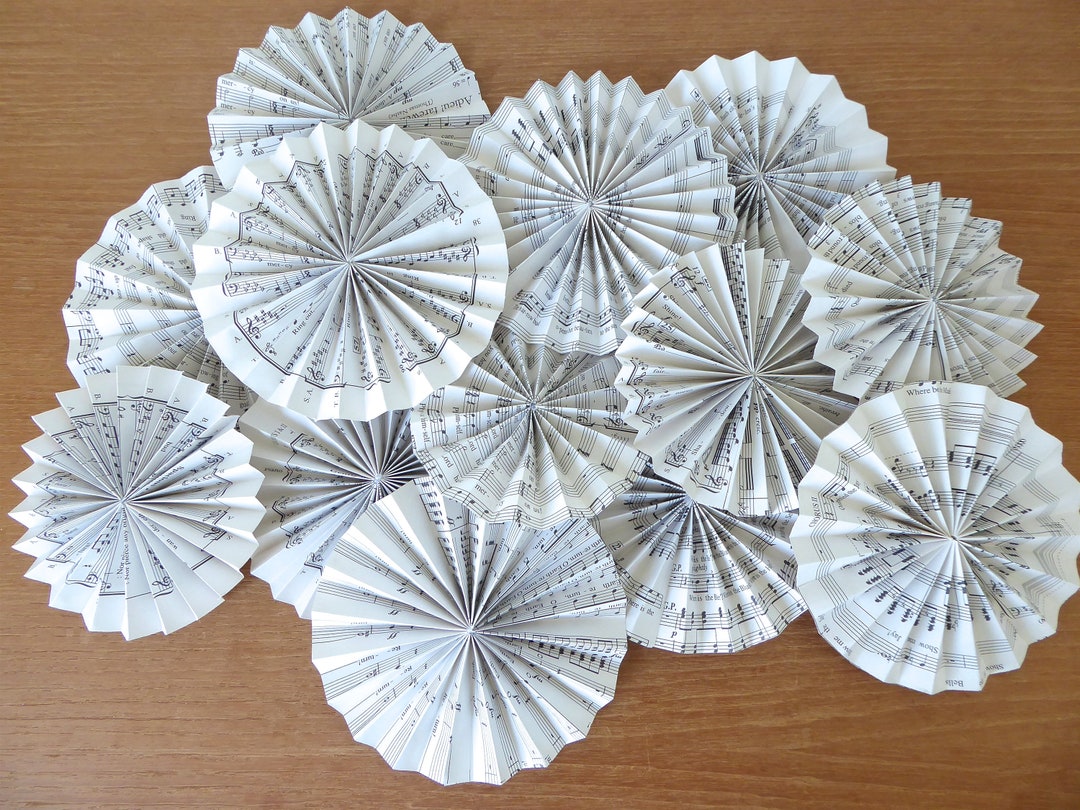 20 Handmade Folded Music Paper Discs or Ornaments Made From Vintage ...