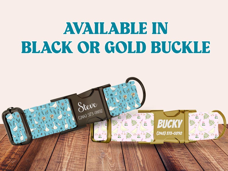 Goose Dog Collar Leash Set Personalized, Engraved Metal Buckle Dog ...