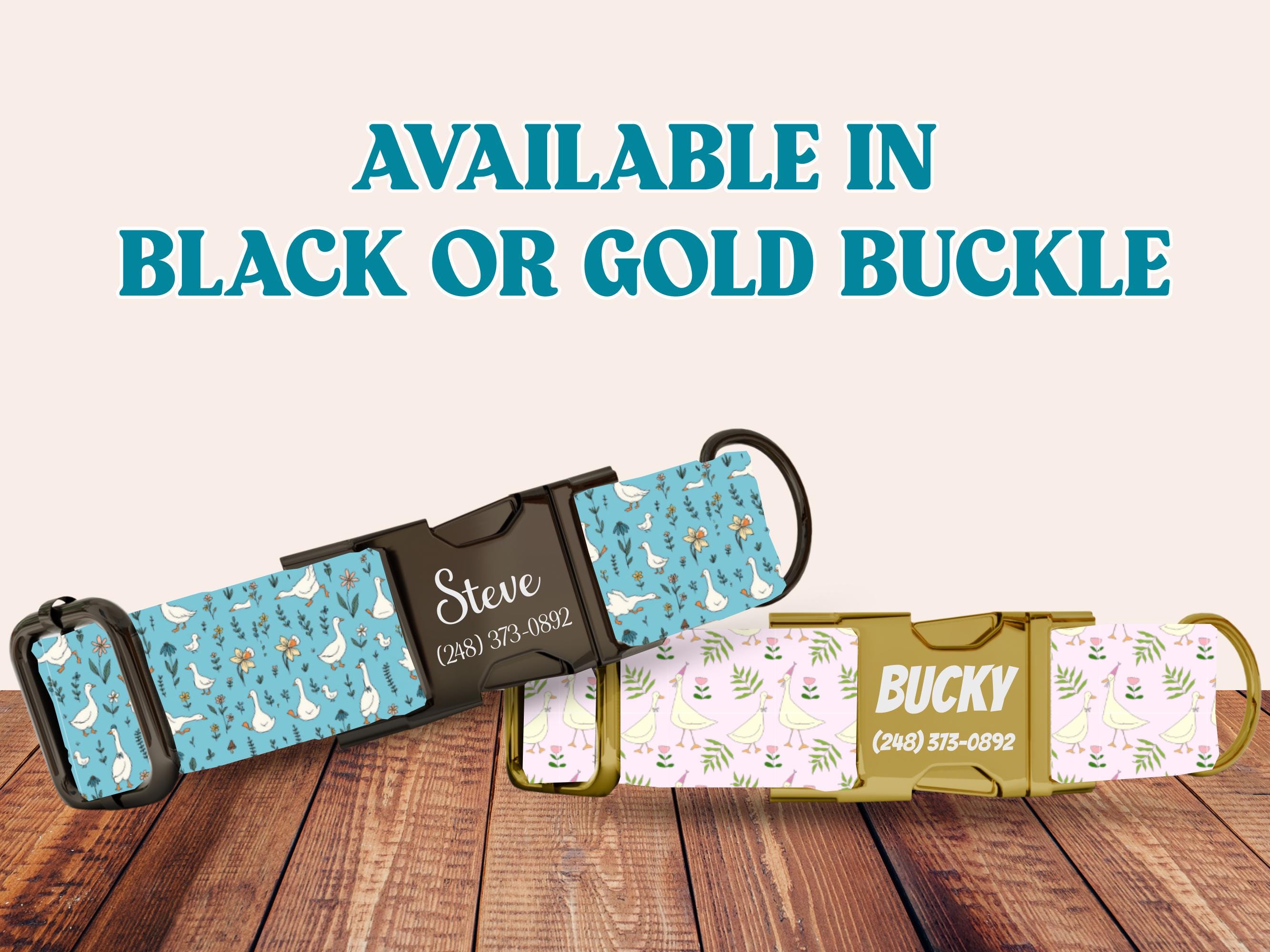 Goose Dog Collar Leash Set Personalized, Engraved Metal Buckle Dog ...
