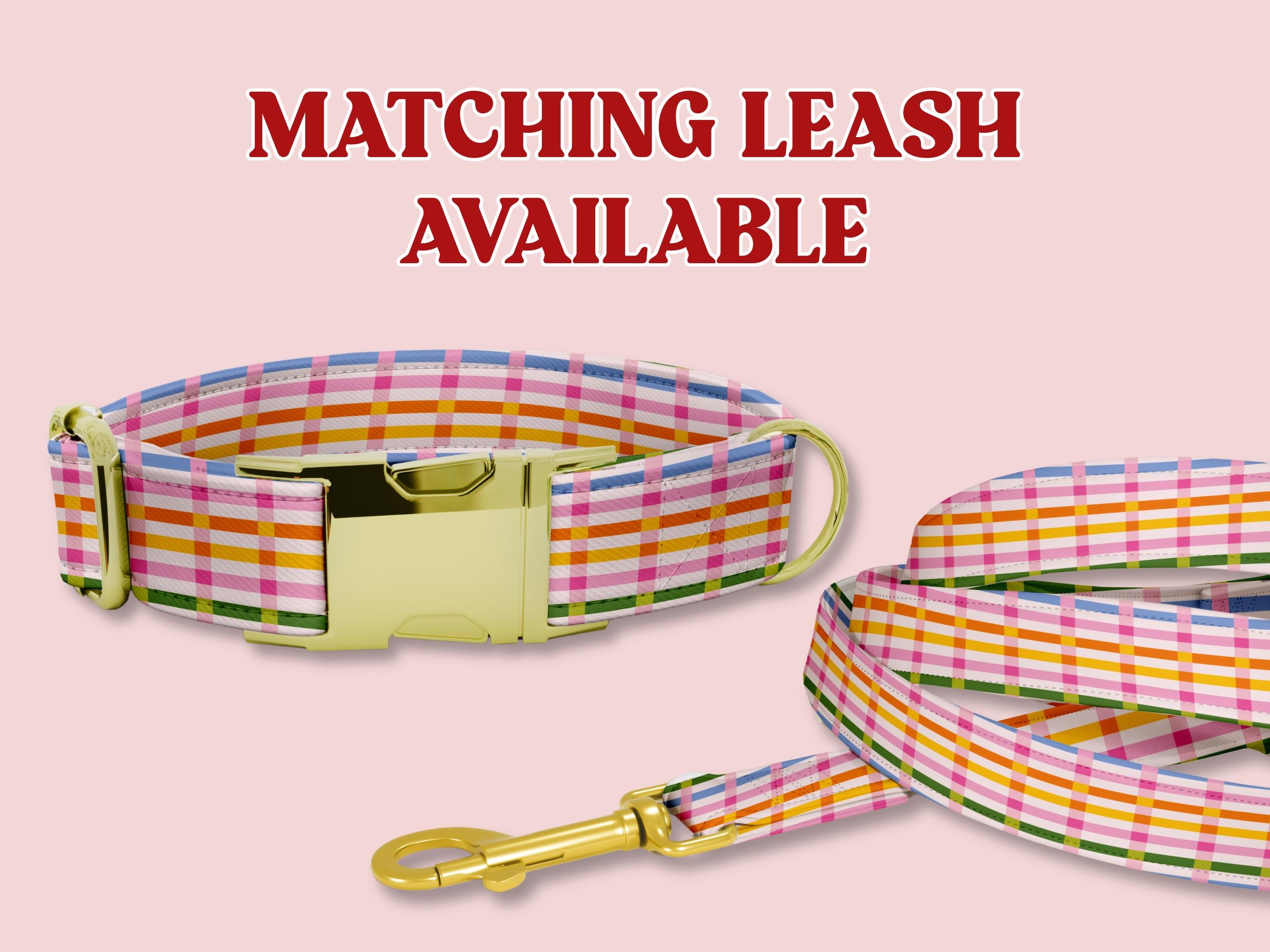 Striped Dog Collar Leash Set Personalized, Engraved Metal Buckle Dog ...